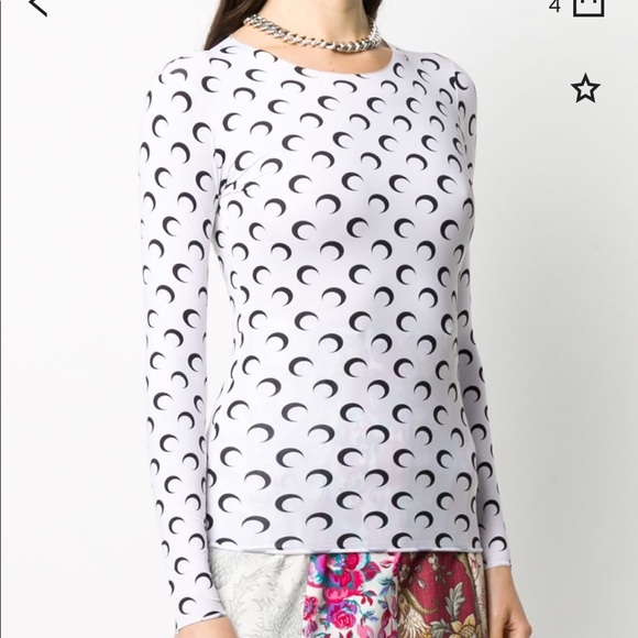 Marine Serre | Tops | Sold Marine Serre White Moon Top Xs | Poshmark
